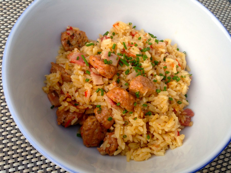Satisfying Italian Sausage and Bacon Rice #recipe - My Family Stuff